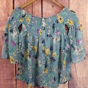 Miss Lili | Tops | Miss Lili Off Shoulder Semisheer Floral Boho Top ...